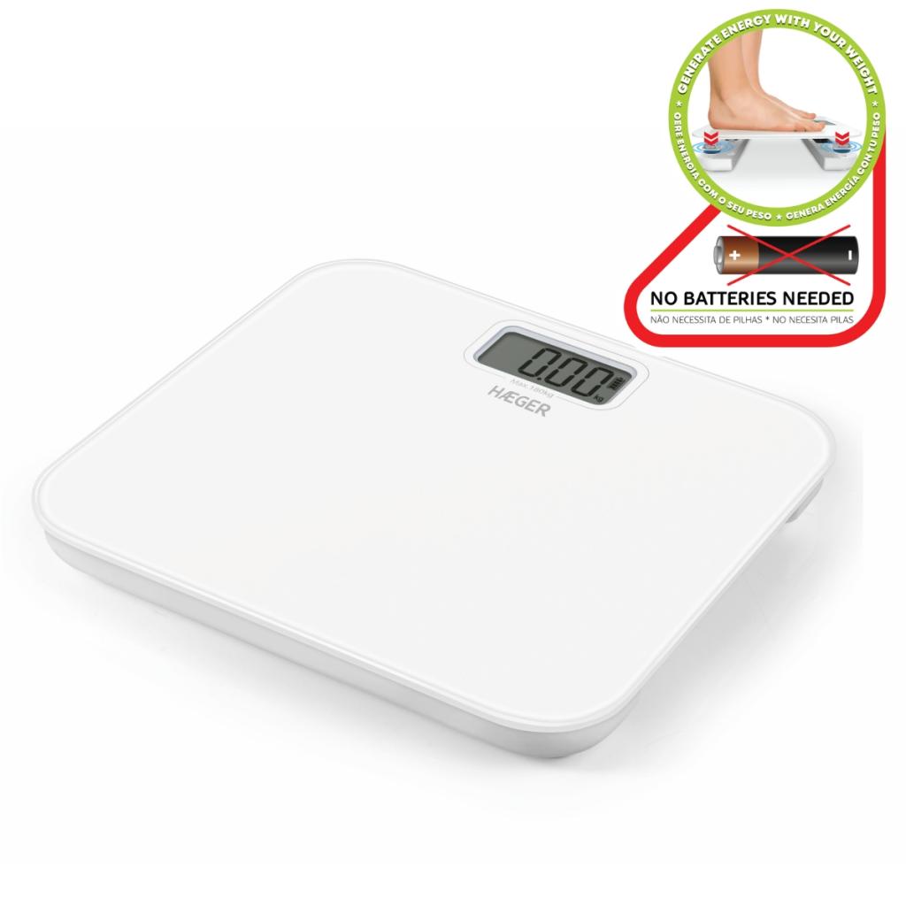 HAEGER Kinetic Digital Bathroom Scale – 180 kg, 100 g, Battery-Free ...