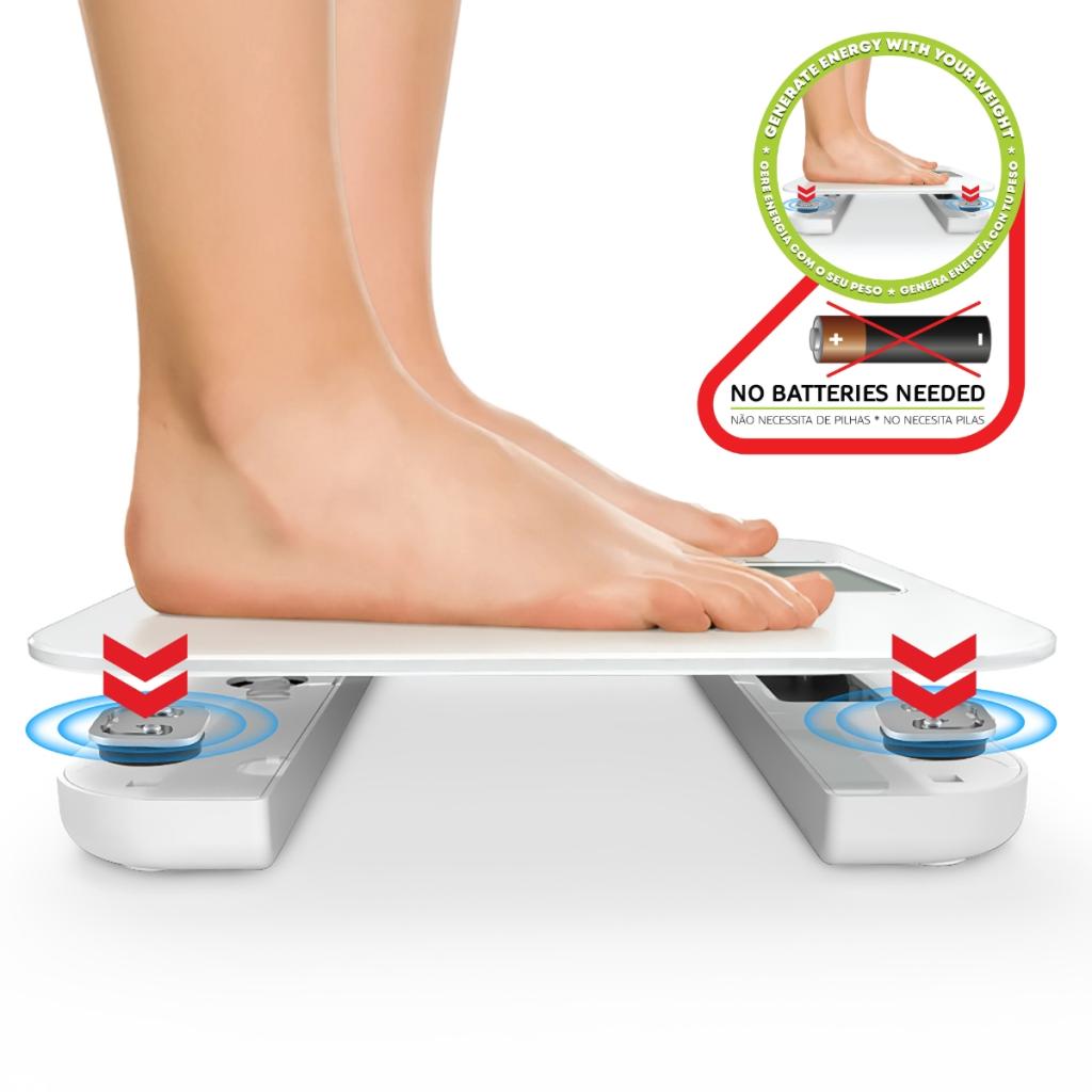 HAEGER Kinetic Digital Bathroom Scale – 180 kg, 100 g, Battery-Free ...
